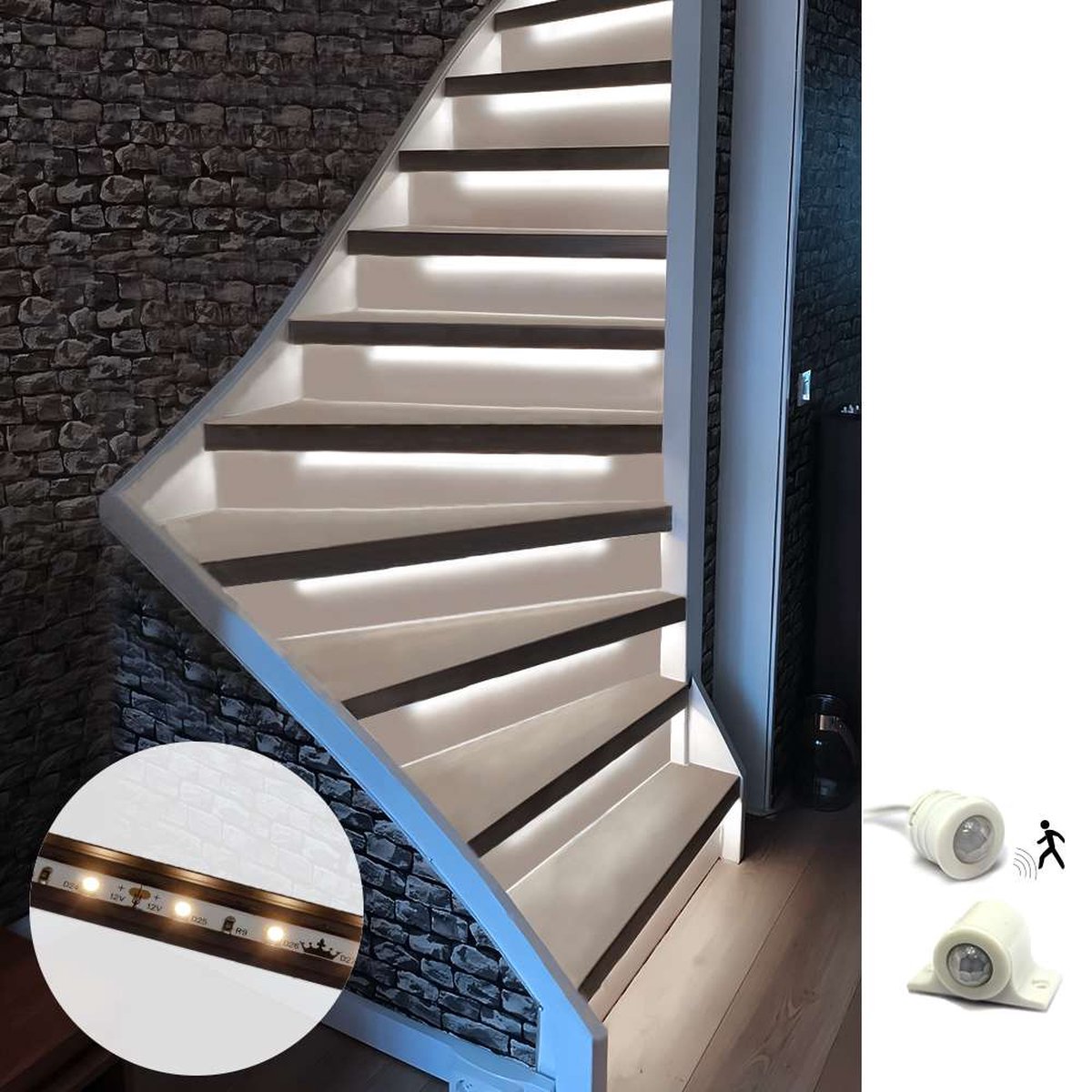 Trapverlichting led bewegingssensor set - Led strips 50 cm met helder ...